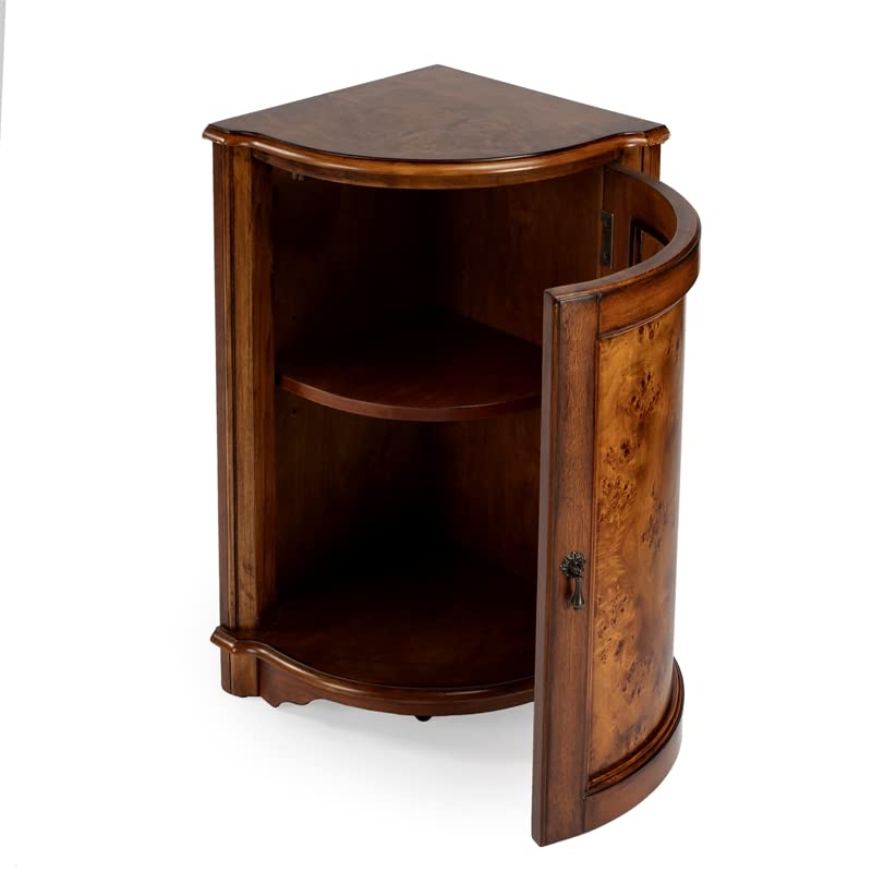 BOWERY HILL Transitional Wood Top Green Finish Corner Cabinet
