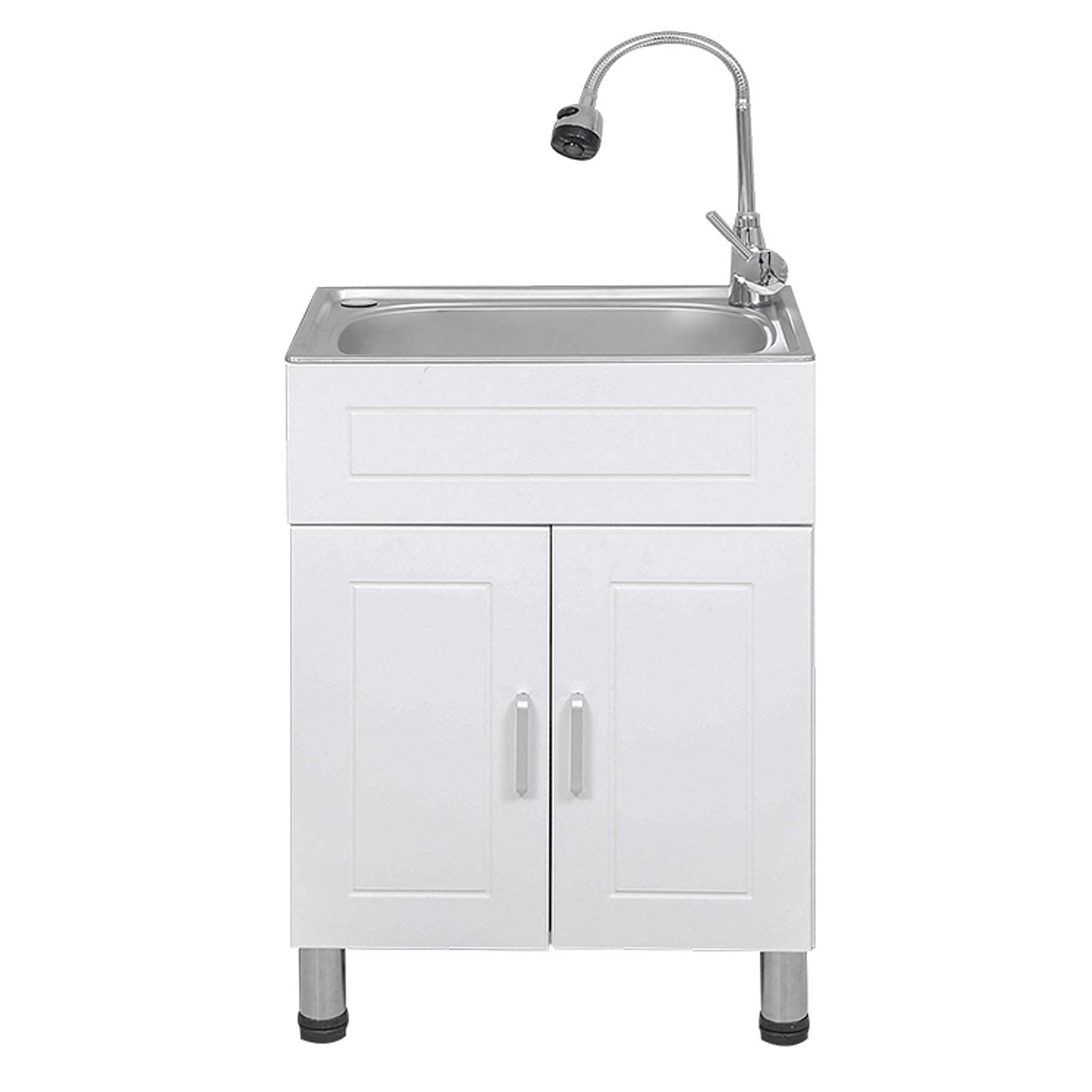 AVIMYA Upgraded Kitchen Sink Freestanding Utility Sink Laundry Cabinet Wash Basin with Hot and Cold Faucet for Balcony Garage Bathroom, Easy to Assemble/20.8X15.3In