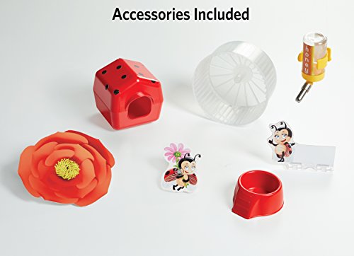 MidWest Homes for Pets Hamster Cage | Lovely Ladybug Theme | Accessories & Decals Included