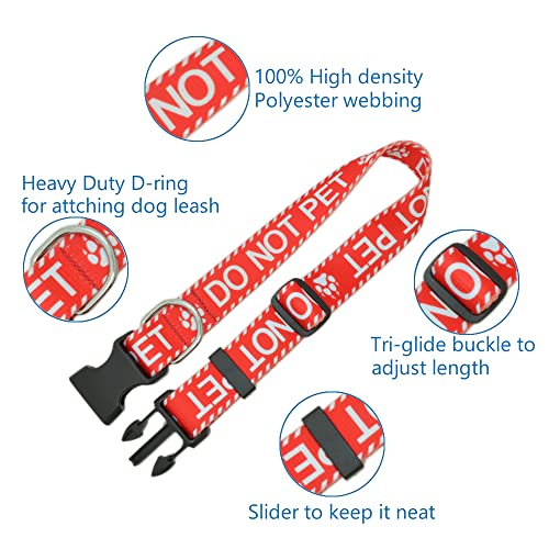 DWOOFG Dog Collar for DO NOT PET, Sturdy Durable with Buckle , Red Dog Collars for Small Medium Large Dogs, Premium Adjustable Polyester Pet Collar