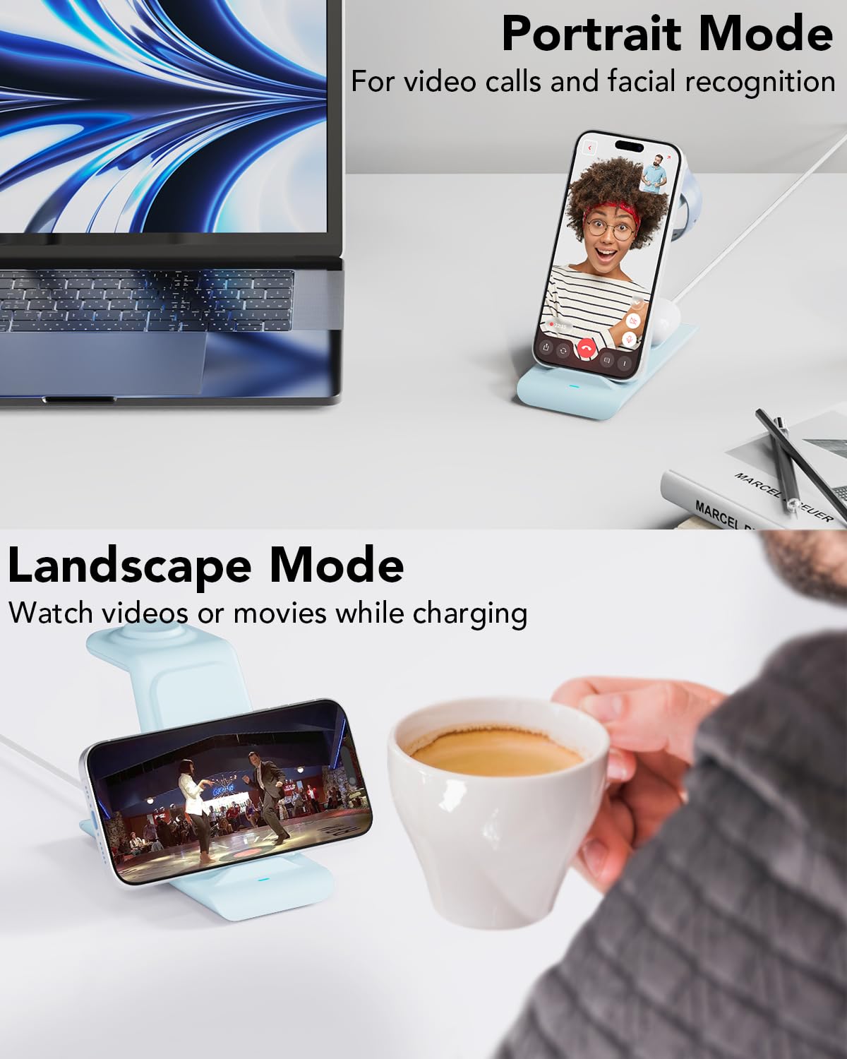HATALKIN 3 in 1 Wireless Charging Station Compatible for Apple Products Multiple Devices Charger for Apple Watch Ultra 9 8 7 SE 6 5 4 AirPods Pro iPhone 15 14 13 12 13 Pro Max/X/XS Fast Charger Stand