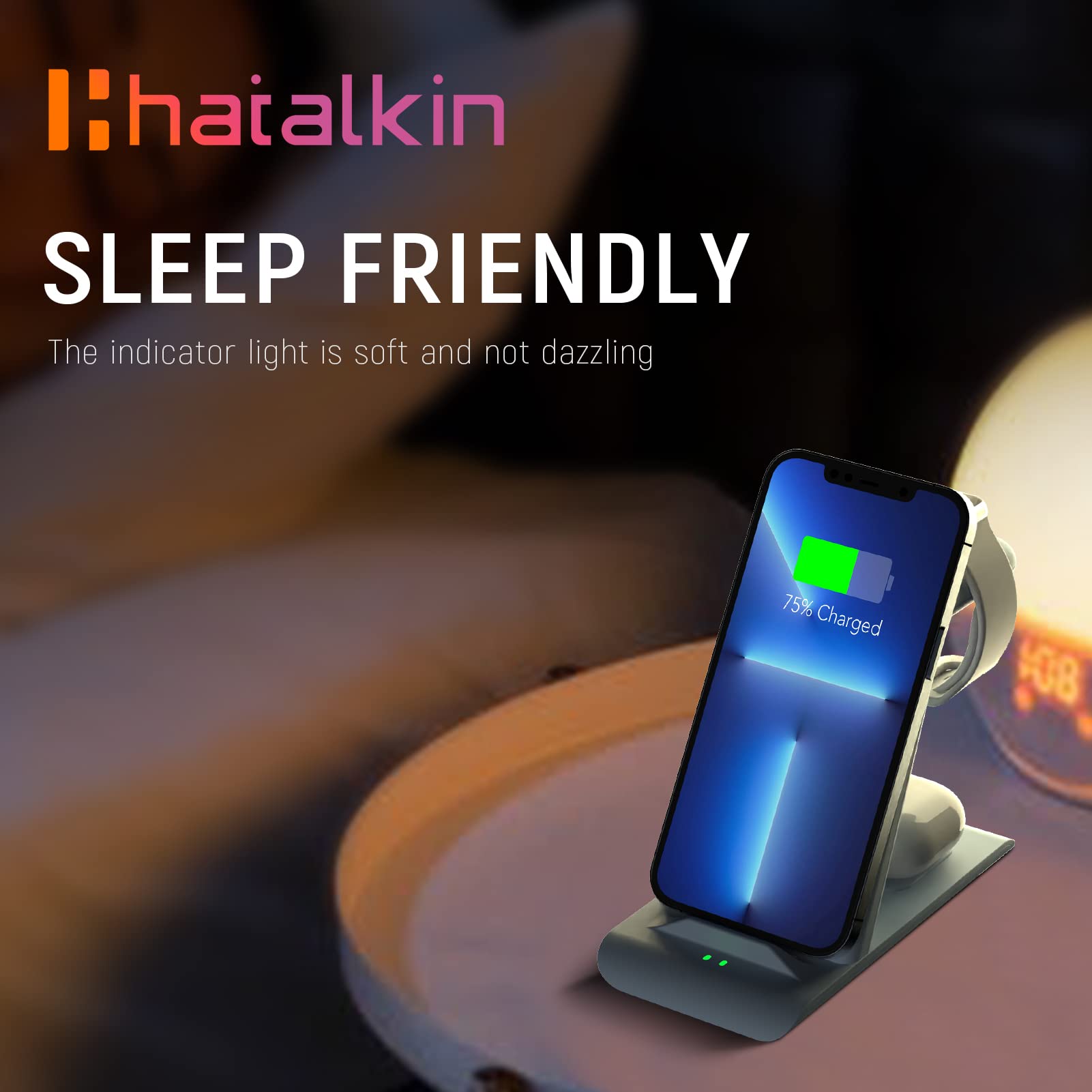 HATALKIN 3 in 1 Wireless Charging Station Compatible for Apple Products Multiple Devices Charger for Apple Watch Ultra 9 8 7 SE 6 5 4 AirPods Pro iPhone 15 14 13 12 13 Pro Max/X/XS Fast Charger Stand