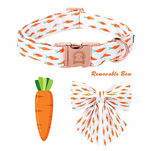 MR. CHUBBYFACE Easter Dog Collar Carrot Dog Collar with Flower Adjustable Dog Collar Bowtie for Small Medium Large Dogs