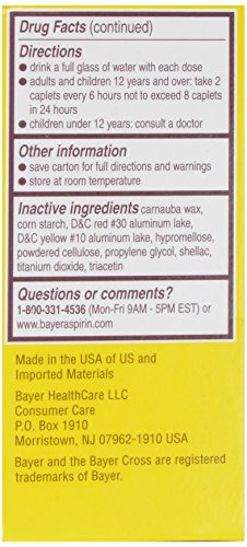 Bayer Extra Strength Caplets, Extra Strength Back & Body Pain Aspirin, 50 ct
