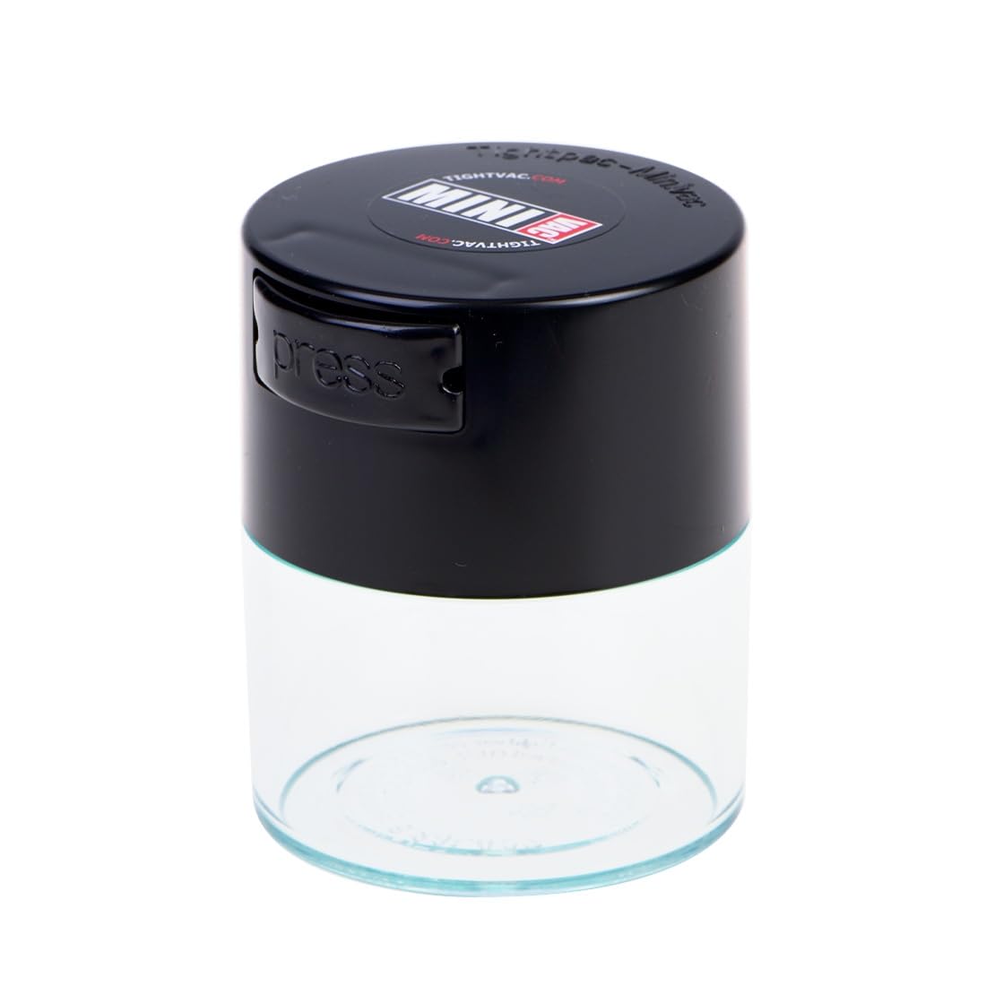 Minivac - 10g to 30 grams Vacuum Sealed Container Black Cap & Clear Body