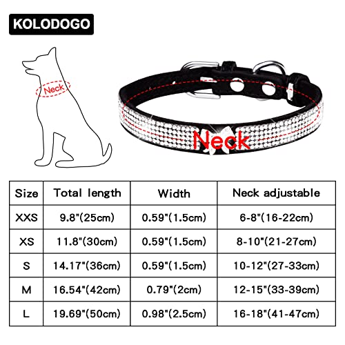 Bling Rhinestone Dog Cat Collar Adjustable Leather Dog Cat Rhinestone Collar for Small Medium Large Dogs(XXS 10"-L 20") Black