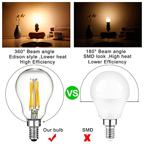 LiteHistory E12 led Bulb dimmable 6W Equal e12 Candelabra Bulb 60 watt A15 LED Bulb for Ceiling Fan,Chandeliers,Wall sconces Warm White 2700K 600LM AC120V Clear 6Pack