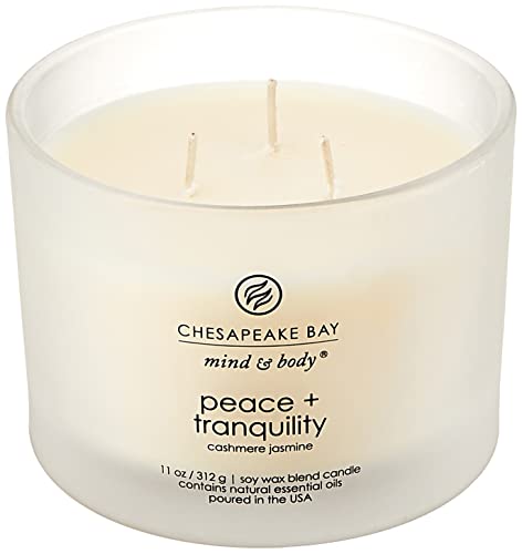 Chesapeake Bay Candle PT40234 Scented Candle, Peace + Tranquility (Cashmere Jasmine), Coffee Table ,11 oz , White