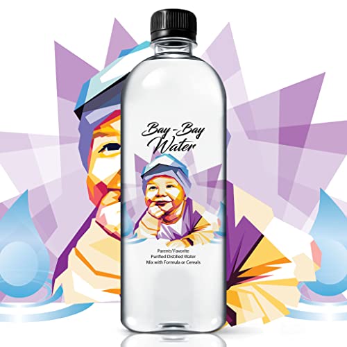 Bay Bay Water - Purified Distilled Water for Babies - 16.9 oz. - Use for Everyday Drinking, Infant Formula, Milk, and Baby Cereal - BPA Free - No Fluoride, Phosphate - Prevent Mineral Overload (16.9 Fl Oz (Pack of 12))