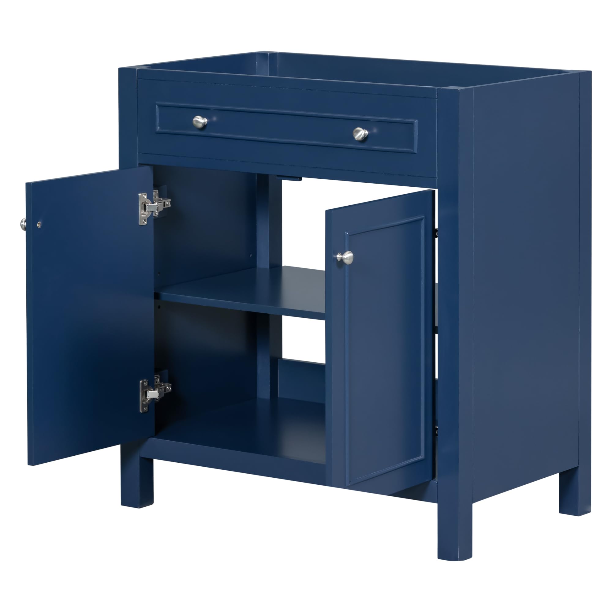 QuixotYDDZ 30" Bathroom Vanity Base Only Without Sink, Bathroom Vanity Cabinet White Bathroom Storage Cabinet with 2 Close Doors and Adjustable Shelf, Solid Wood Frame and MDF Board, Blue