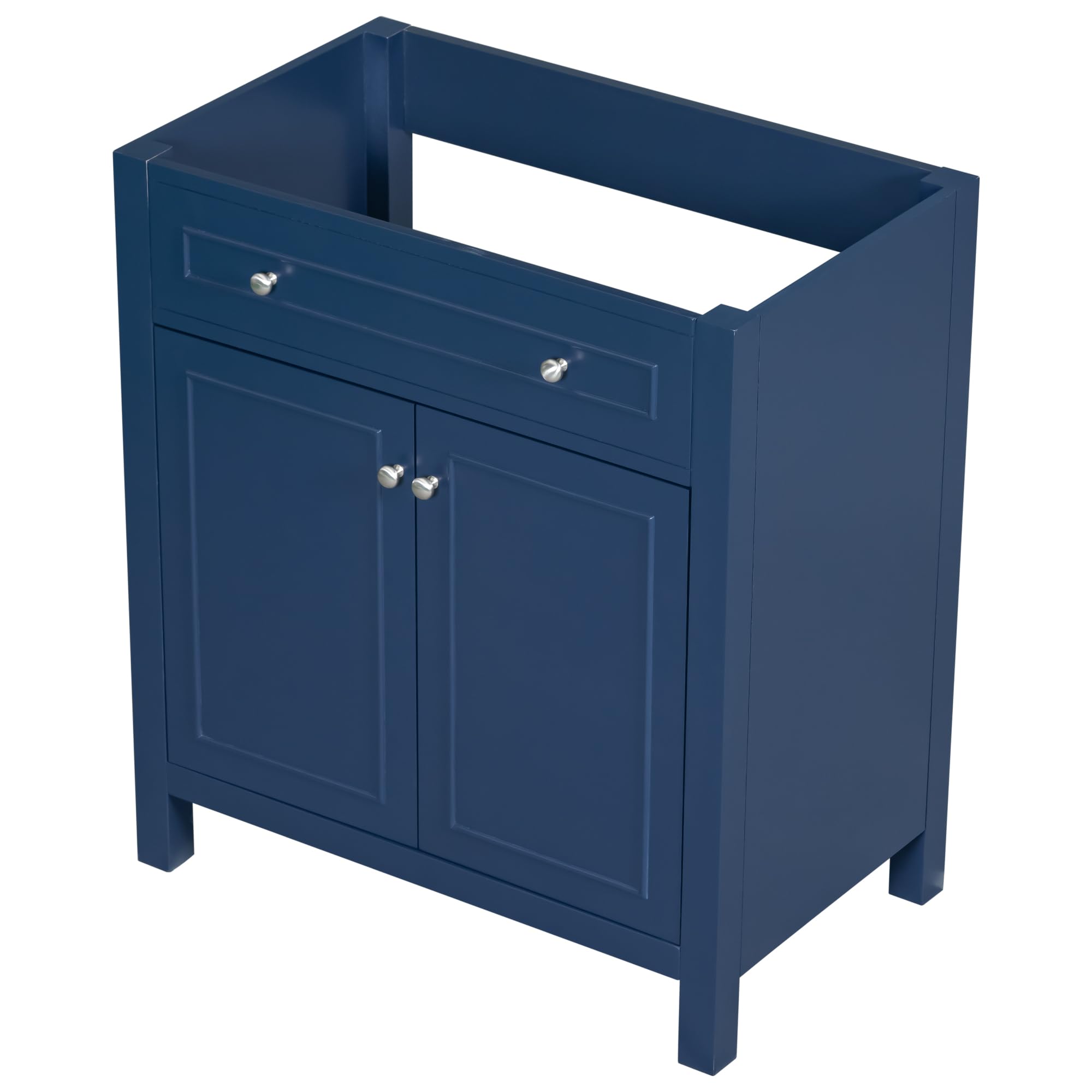QuixotYDDZ 30" Bathroom Vanity Base Only Without Sink, Bathroom Vanity Cabinet White Bathroom Storage Cabinet with 2 Close Doors and Adjustable Shelf, Solid Wood Frame and MDF Board, Blue