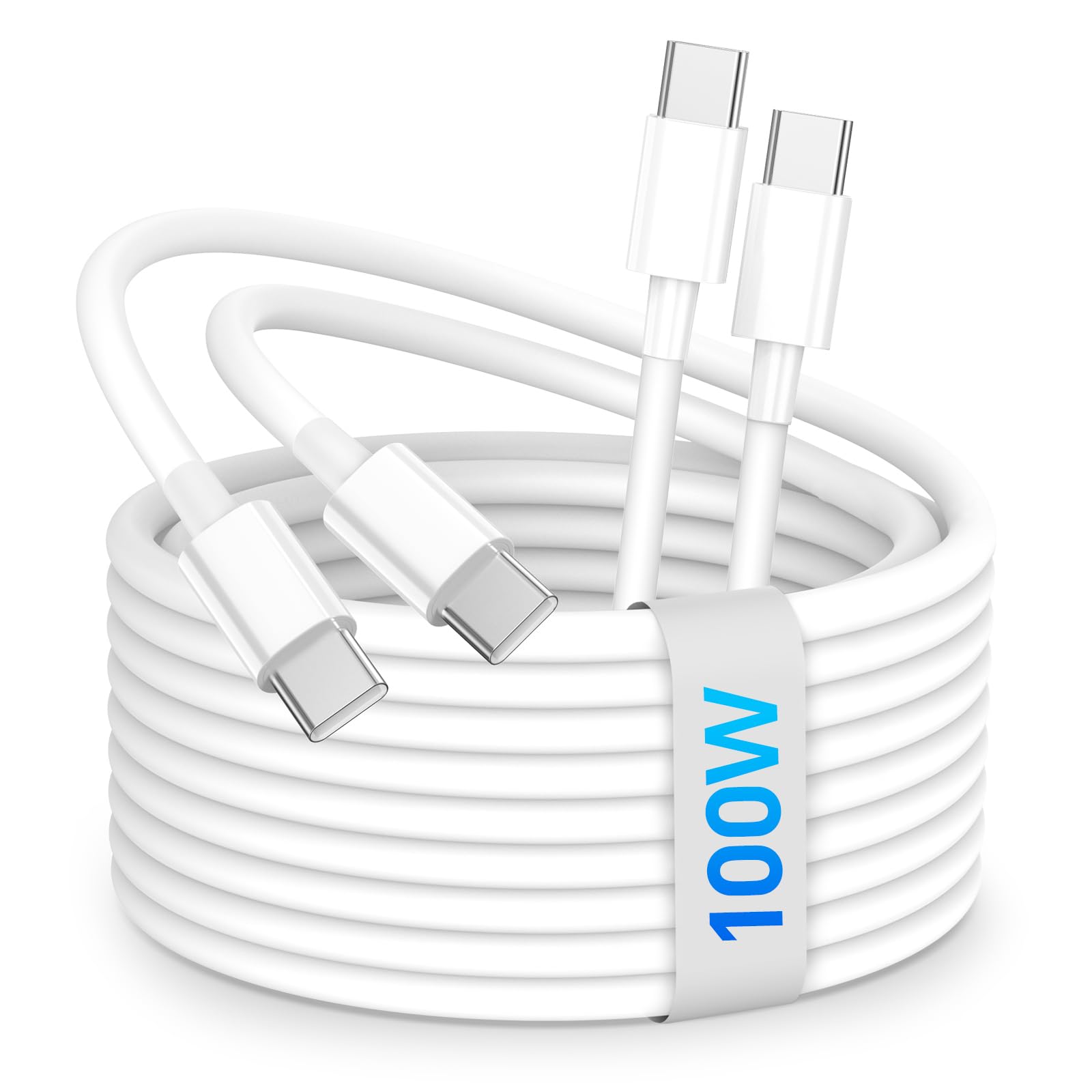 100W USB C Charger Cable, 2Pack Type C Charger Fast Charging, 10ft USB C to USB C Cable Compatible with iPhone 15 Pro Max/Plus/Pad Pro/Samsung S23/Android Phone Charger