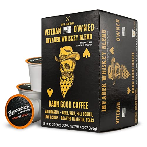 Invader Coffee Whiskey Blend K-Cup Pods Air Roasted Coffee Fair Trade Veteran Owned and Operated Small Batch 100% Arabica Coffee Premium Artisan Coffee (12-Pk)