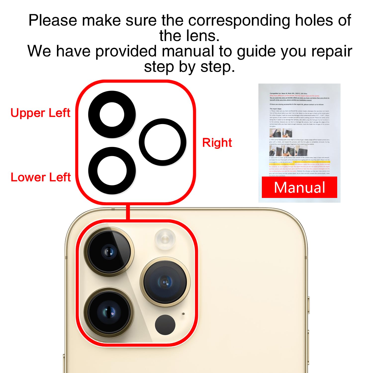 2PCS ASDAWN Back Rear Camera Lens Glass Replacement for iPhone 14 Pro Max and 14 Pro Camera Glass Lens Replacement with Pre-Installed Adhesive + Repair Tool Kit + Installation Manual