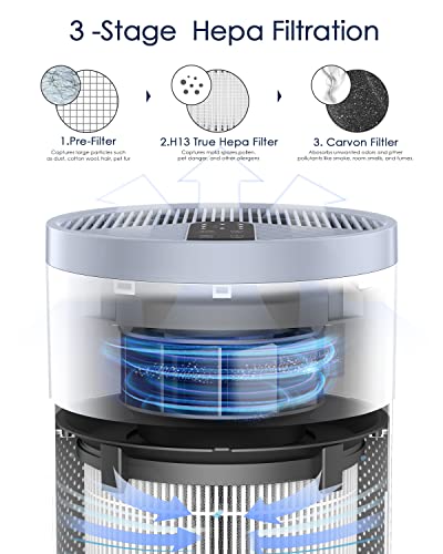 Air Purifiers, AMEIFU Upgrade Large Size Air Purifiers for Home Large Room Bedroom up to 1620sq ft with Aromatherapy and Timing settings, H13 HEPA Air Purifier for Wildfire, Smoke,Pollen and Dander