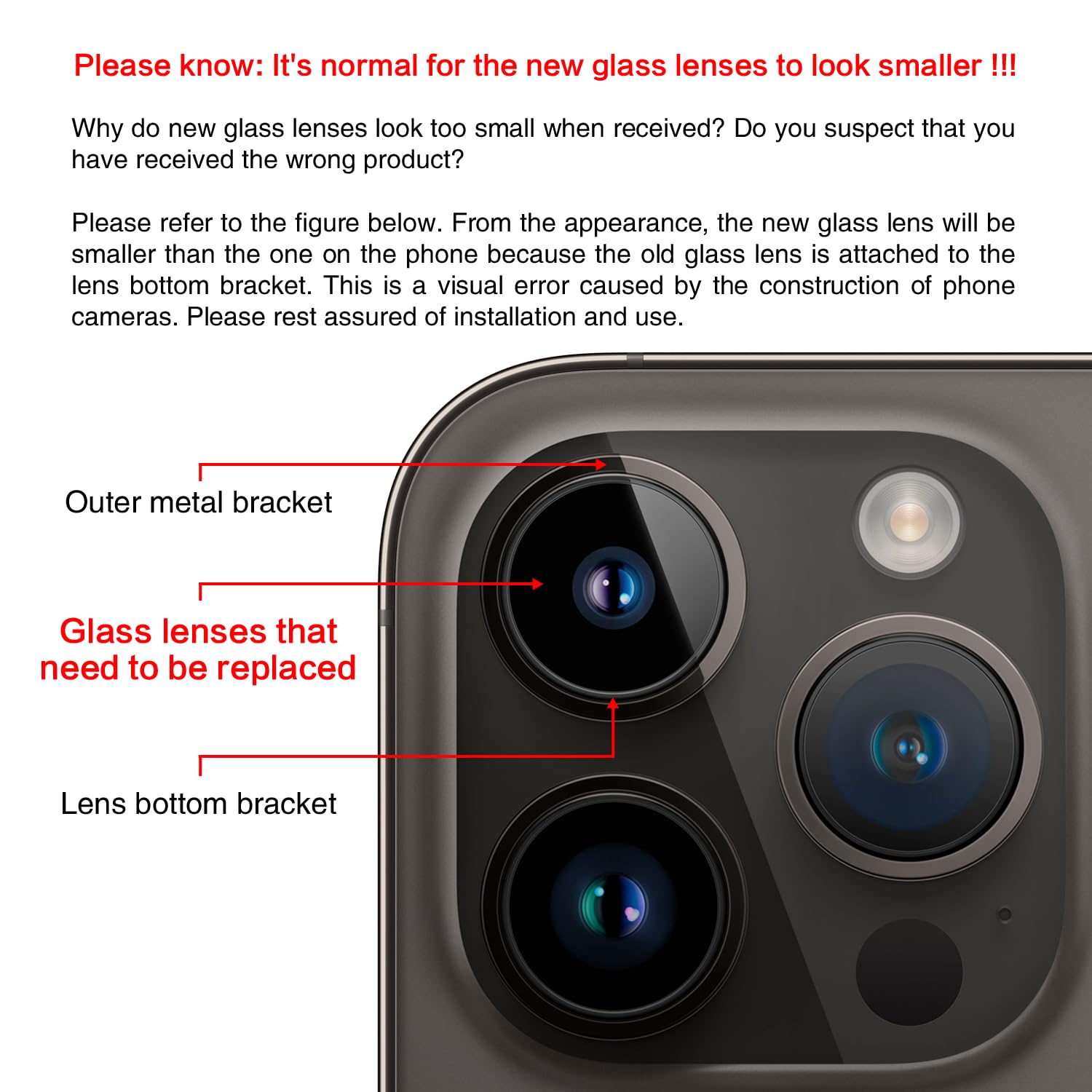 2PCS ASDAWN Back Rear Camera Lens Glass Replacement for iPhone 14 Pro Max and 14 Pro Camera Glass Lens Replacement with Pre-Installed Adhesive + Repair Tool Kit + Installation Manual