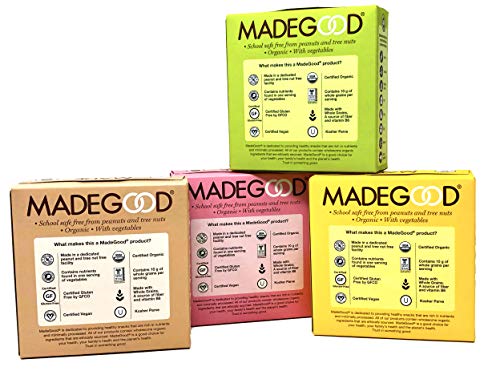 Made Good Organic Granola Minis – Variety Pack of 4 Flavors –Tree-Nut and Peanut-Free, Gluten-Free, Vegan, Kosher (4 Portion Packs Per Flavor)
