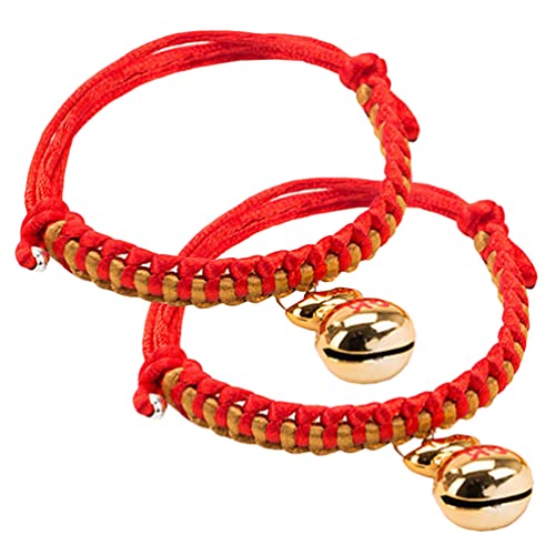 Ipetboom 2pcs Dog Cat Bell Collar Pet Neck Collar with Bell Adjustable Red String Leash Collar for Cats Kitten Puppy Small Medium Dogs