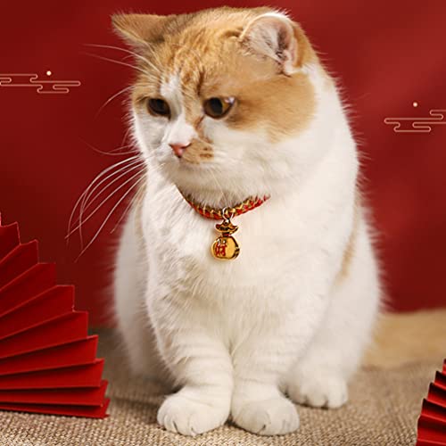 Ipetboom 2pcs Dog Cat Bell Collar Pet Neck Collar with Bell Adjustable Red String Leash Collar for Cats Kitten Puppy Small Medium Dogs