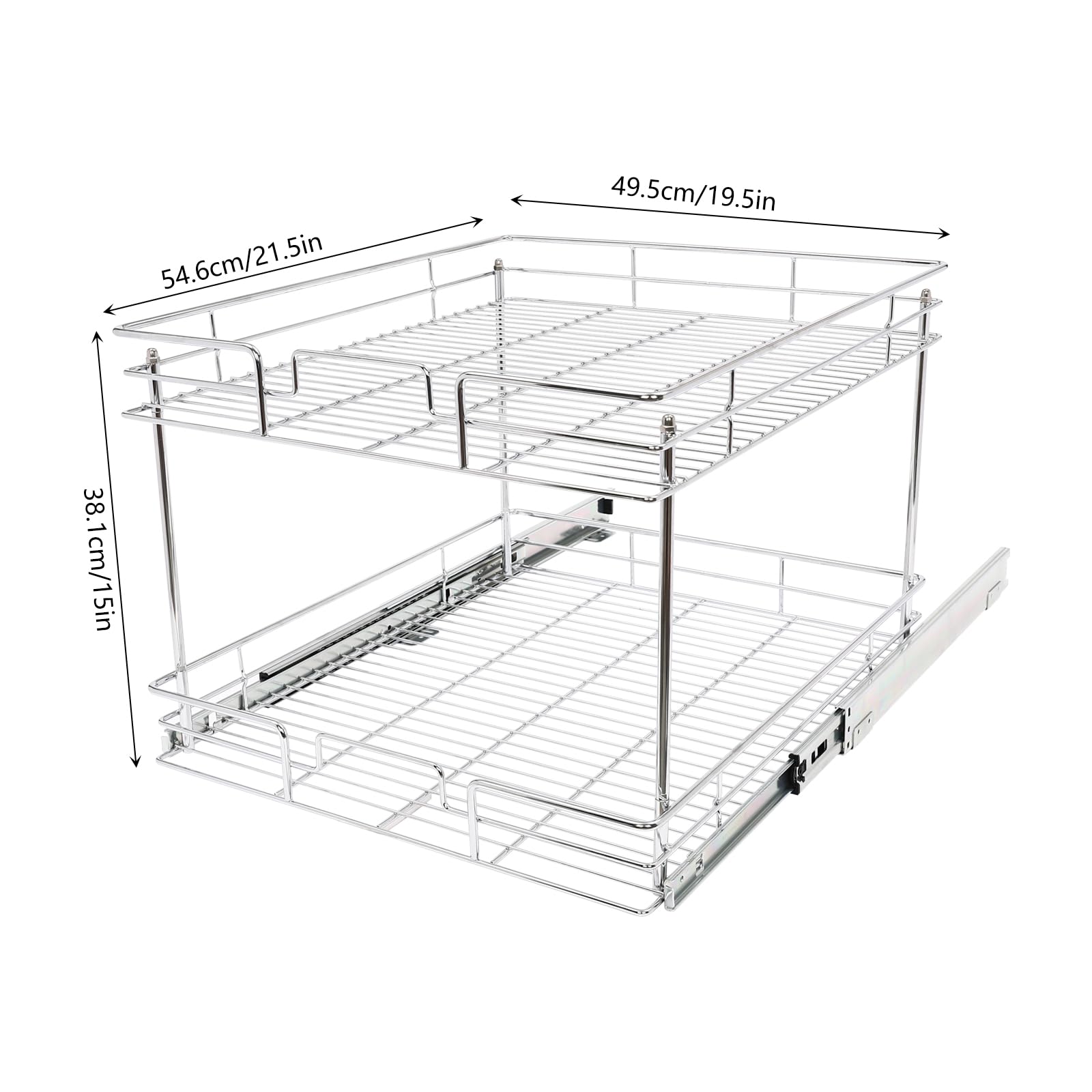 Sink Organizer and Storage,Multi-Purpose Cabinet Organizer,2-Tier Cabinet Pull Out Shelves,Pull Out Cabinet Organizer,Kitchen Helper,for Bathroom,Laundry Room,Kitchen,Pantry(Silver,21.5*19.5*15in)