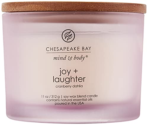 Chesapeake Bay Candle Scented Candle, Joy + Laughter (Cranberry Dahlia), Coffee Table, Orange,Pink,Red