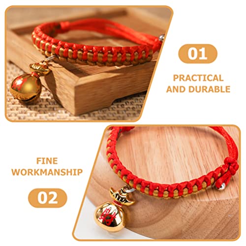 Ipetboom 2pcs Dog Cat Bell Collar Pet Neck Collar with Bell Adjustable Red String Leash Collar for Cats Kitten Puppy Small Medium Dogs
