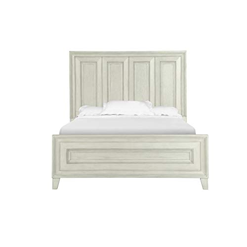 BOWERY HILL Farmhouse Metal California King Panel Bed in Weathered White