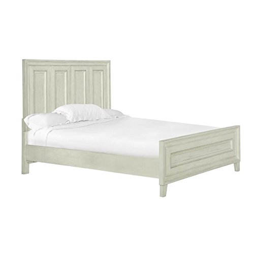 BOWERY HILL Farmhouse Metal California King Panel Bed in Weathered White
