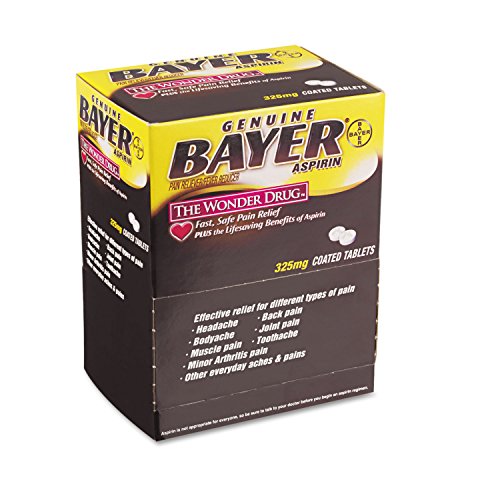 Bayer BXBG50 Aspirin Tablets, Two-Pack, 50 Packs/Box
