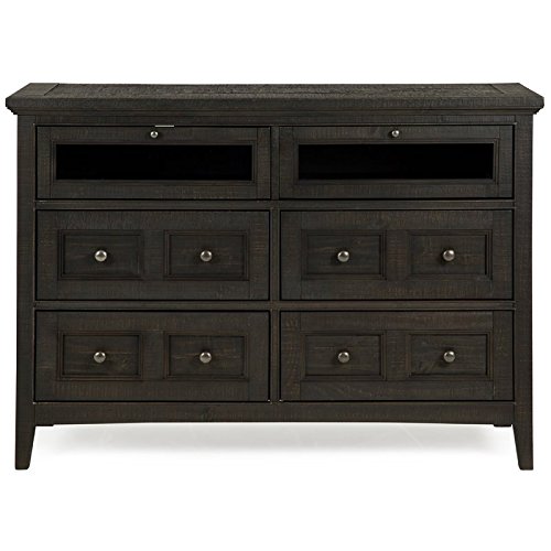 BOWERY HILL Modern Wood Espresso Relaxed Traditional Graphite Media Chest
