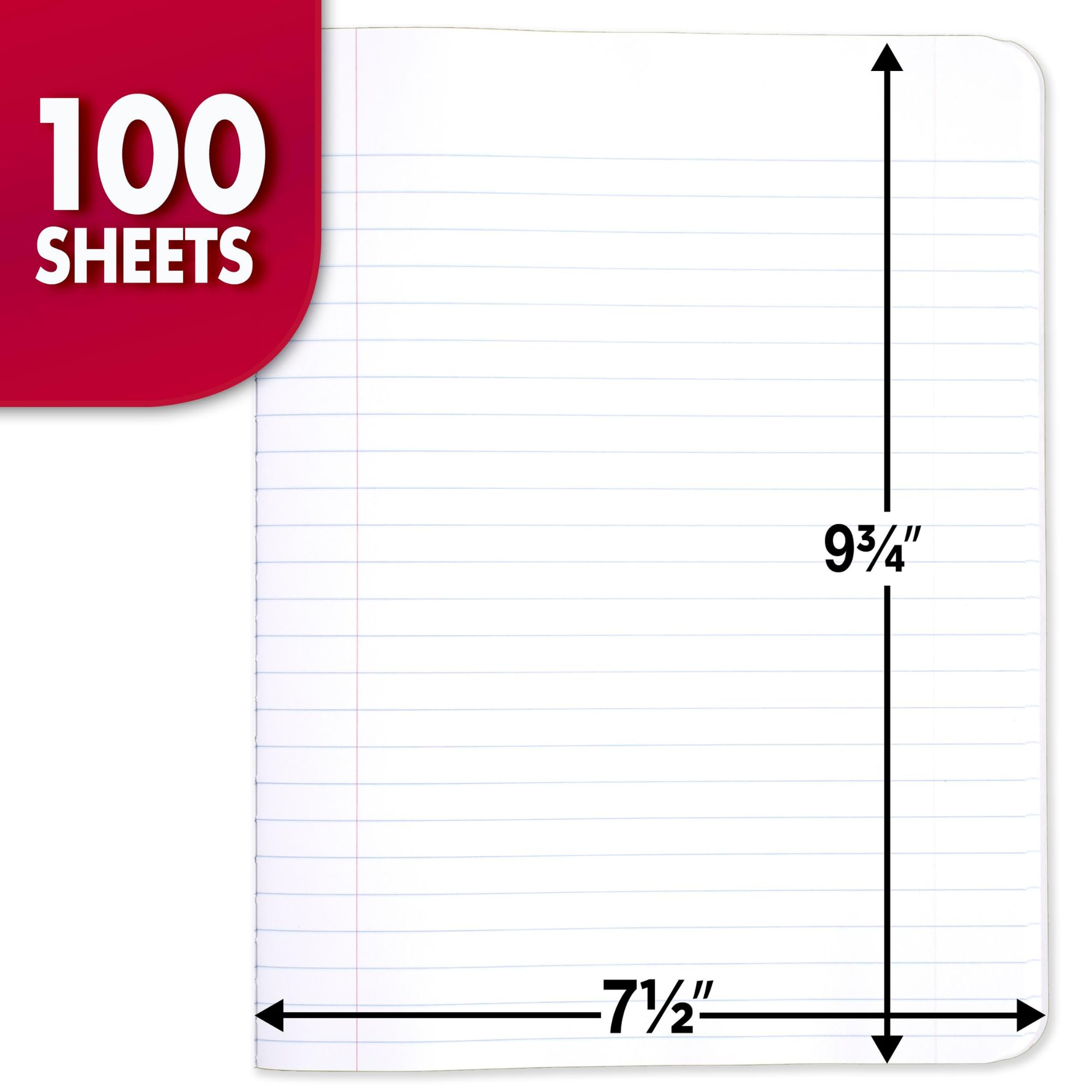 Mead Composition, Wide Ruled Comp Book, Writing Journal Notebook with Lined Paper, Home School Supplies for College Students & K-12, 9-3/4" x 7-1/2", 100 Sheets, Black Marble (09910)