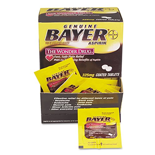 Bayer BXBG50 Aspirin Tablets, Two-Pack, 50 Packs/Box