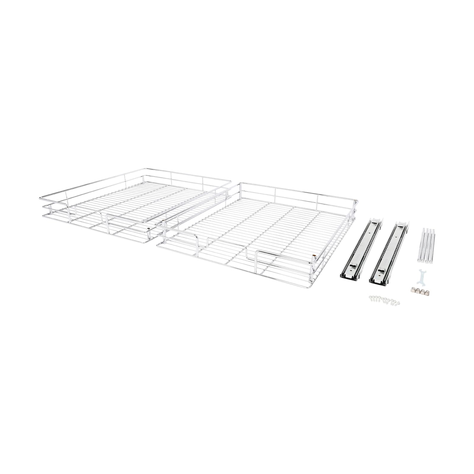 Sink Organizer and Storage,Multi-Purpose Cabinet Organizer,2-Tier Cabinet Pull Out Shelves,Pull Out Cabinet Organizer,Kitchen Helper,for Bathroom,Laundry Room,Kitchen,Pantry(Silver,21.5*19.5*15in)