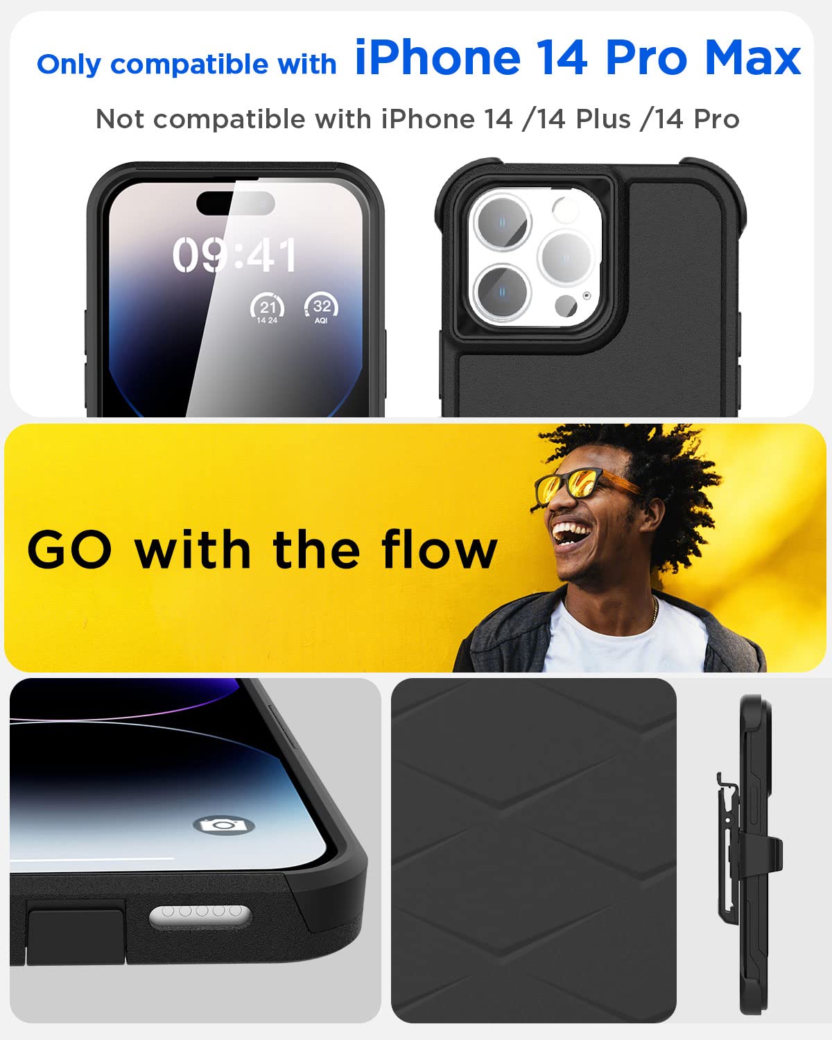 AICase for iPhone 14 Pro Max Case with Glass Screen Protector+Camera Lens,Heavy Duty Drop Protection Full Body Rugged Shockproof Military Protective Tough Durable Cover for iPhone 14 Pro Max 6.7"_15