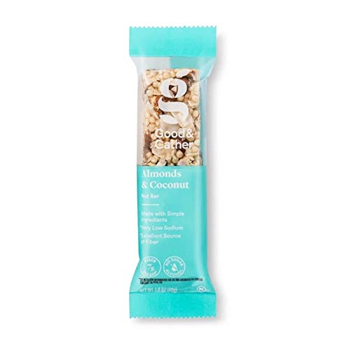 Organic Almonds and Coconut Fruit and Nut Bar Gluten Free Nutrition Healthy Snack with Calcium, Iron and Potassium, 4 Bars