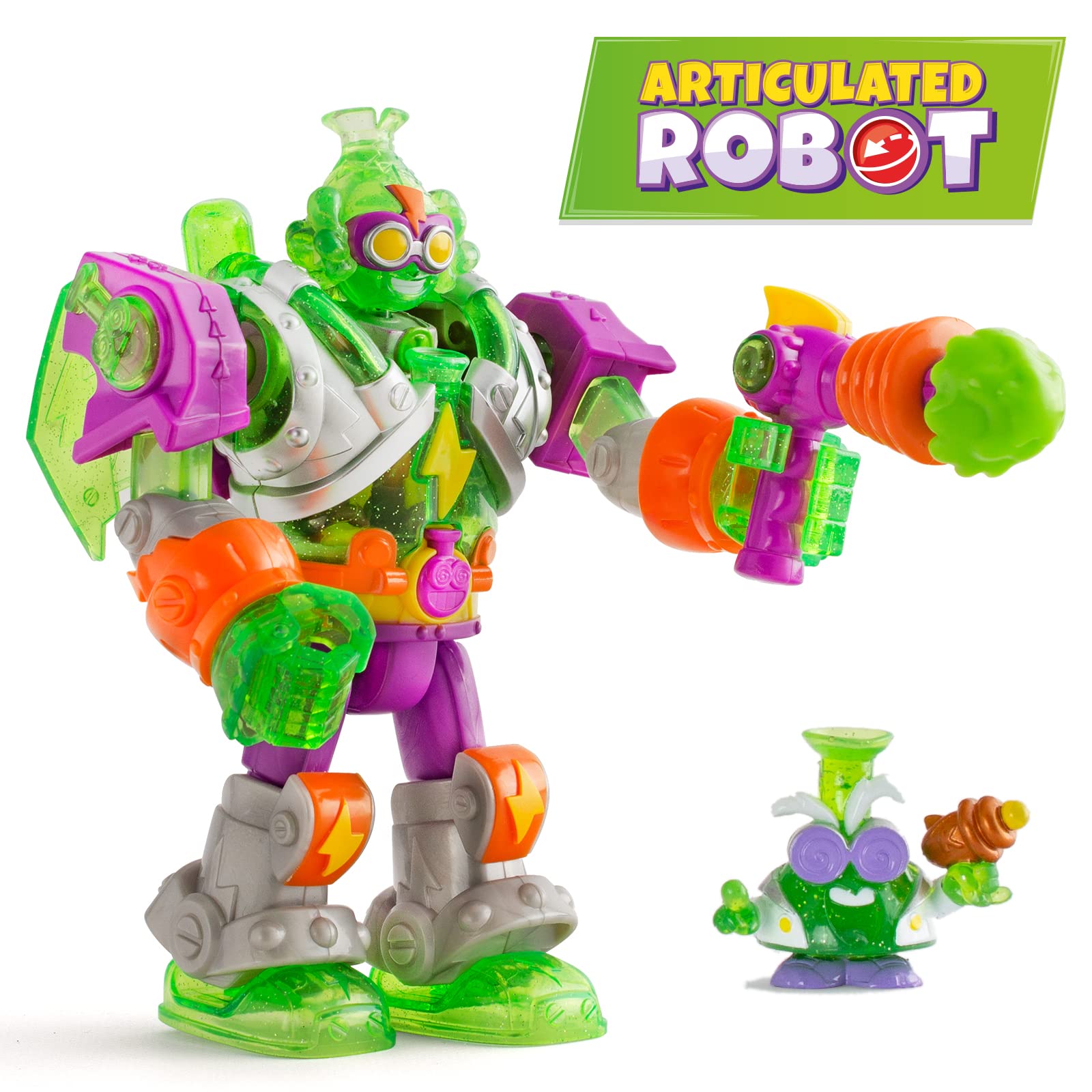 SUPERTHINGS - Mega-K Superbot, Articulated Villain Robot with Combat Accessories, 1 Exclusive Kazoom Kid, Multicoloured, One Size
