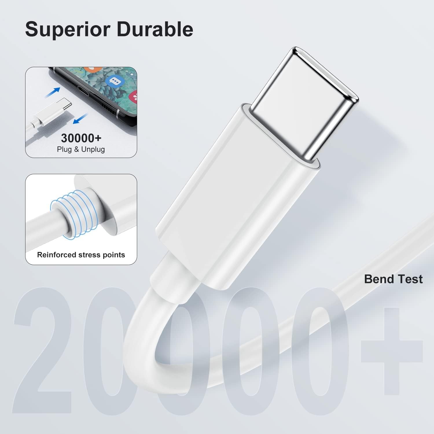 GKW iPhone 15 Plus Cord USB-C Cable 6ft Certified for iPad Air/iPad/iPad Pro/iPad Mini/iPhone 15 with USB-C Port,White 1Pack, GS-W20A0938