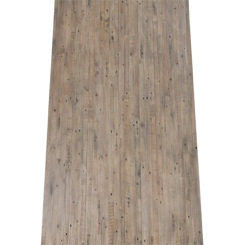 BOWERY HILL 94" Reclaimed Pine Wood and Iron Dining Table in Brown