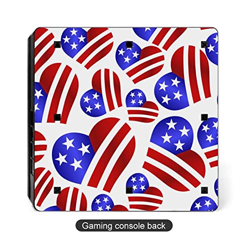 USA Colors Hearth Shape Sticker for P-S4 Controller Full Protective Skin Cover Design Wrap Decal Sticker Compatible with P-S4 Print