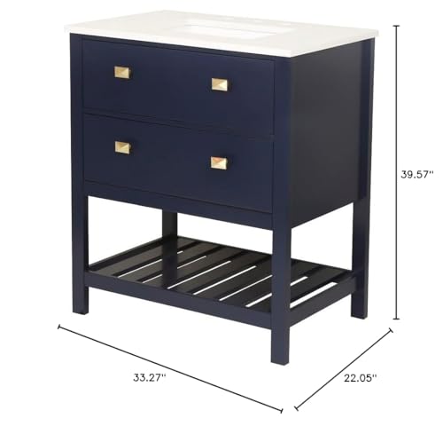 PULLAFUN Vanity Sink Combo Featuring a Marble Countertop, Bathroom Sink Cabinet and Home Decor Bathroom Vanities, Blue, 30 inch Vanity with Sink