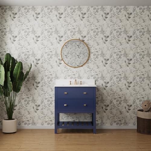 PULLAFUN Vanity Sink Combo Featuring a Marble Countertop, Bathroom Sink Cabinet and Home Decor Bathroom Vanities, Blue, 30 inch Vanity with Sink