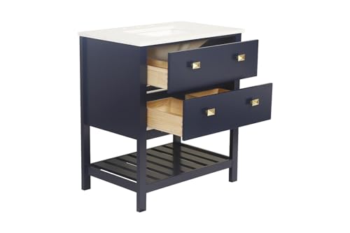 PULLAFUN Vanity Sink Combo Featuring a Marble Countertop, Bathroom Sink Cabinet and Home Decor Bathroom Vanities, Blue, 30 inch Vanity with Sink