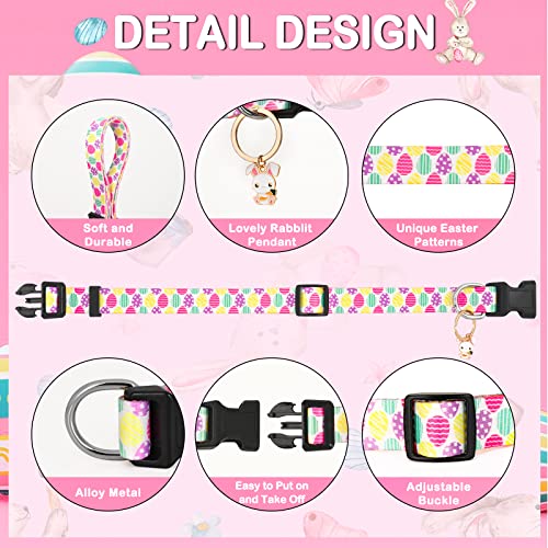 Blahhey Easter Dog Collar for Small Medium Large Dogs, Adjustable Comfortable Dog Collar with Plastic Buckle, Easter Gift for Your Dogs, Cats, Pets, Easter Egg, Rabbit Pendant
