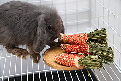 PStarDMoon Natural Guinea Pig Chew Toy, Dried Corn Sticks with Timothy Hay, Molar Toys for Bunnies Rabbits Chinchilla Hamsters Guinea Pigs Gerbils Groundhog Squirrels (5 PCS )