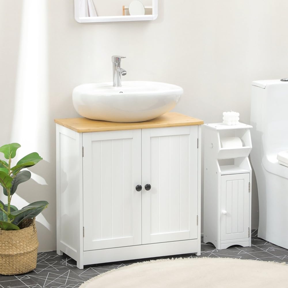 Pedestal Sink Storage Cabinet with 2 Doors and Shelf Bathroom Sink Cabinet Under Sink Cabinet Bathroom Vanity Cabinet Space Saver Organizer for Home