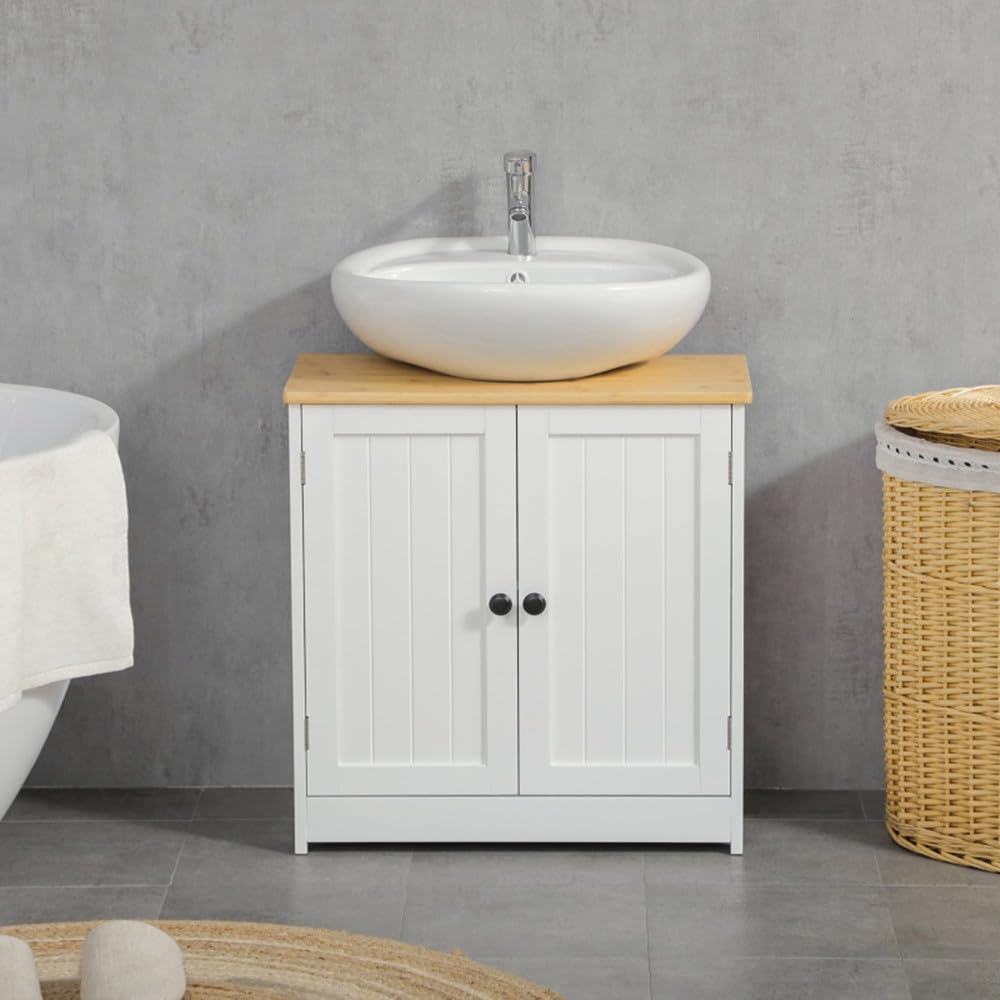 Pedestal Sink Storage Cabinet with 2 Doors and Shelf Bathroom Sink Cabinet Under Sink Cabinet Bathroom Vanity Cabinet Space Saver Organizer for Home
