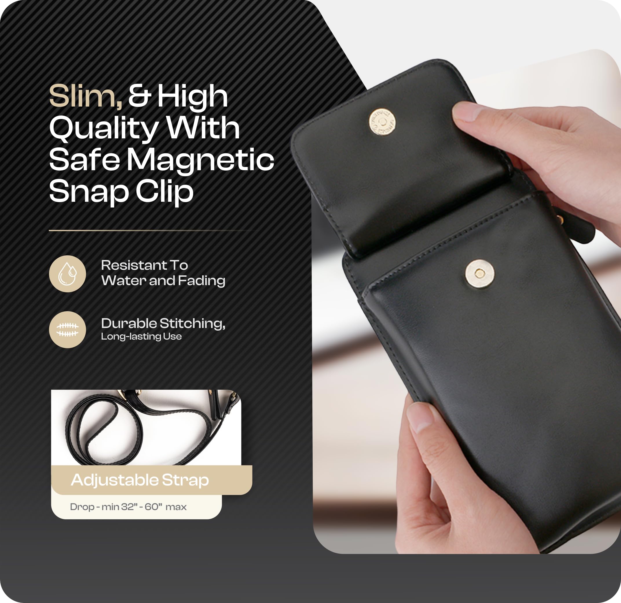 Claasico Womens Crossbody Wallet & Phone Case | iPhone/Samsung/LG Magnet Cell Pouch & Handbag