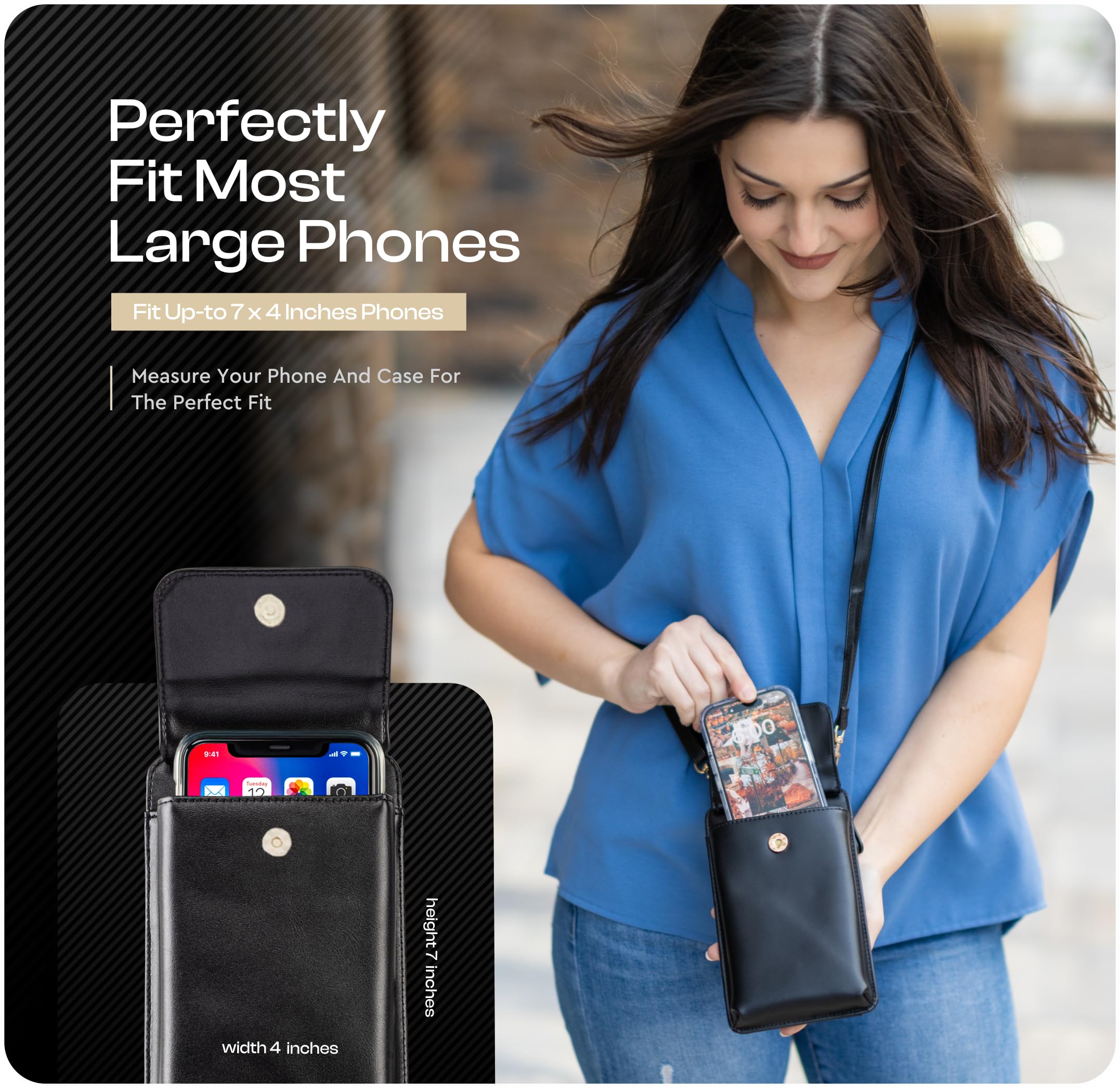 Claasico Womens Crossbody Wallet & Phone Case | iPhone/Samsung/LG Magnet Cell Pouch & Handbag