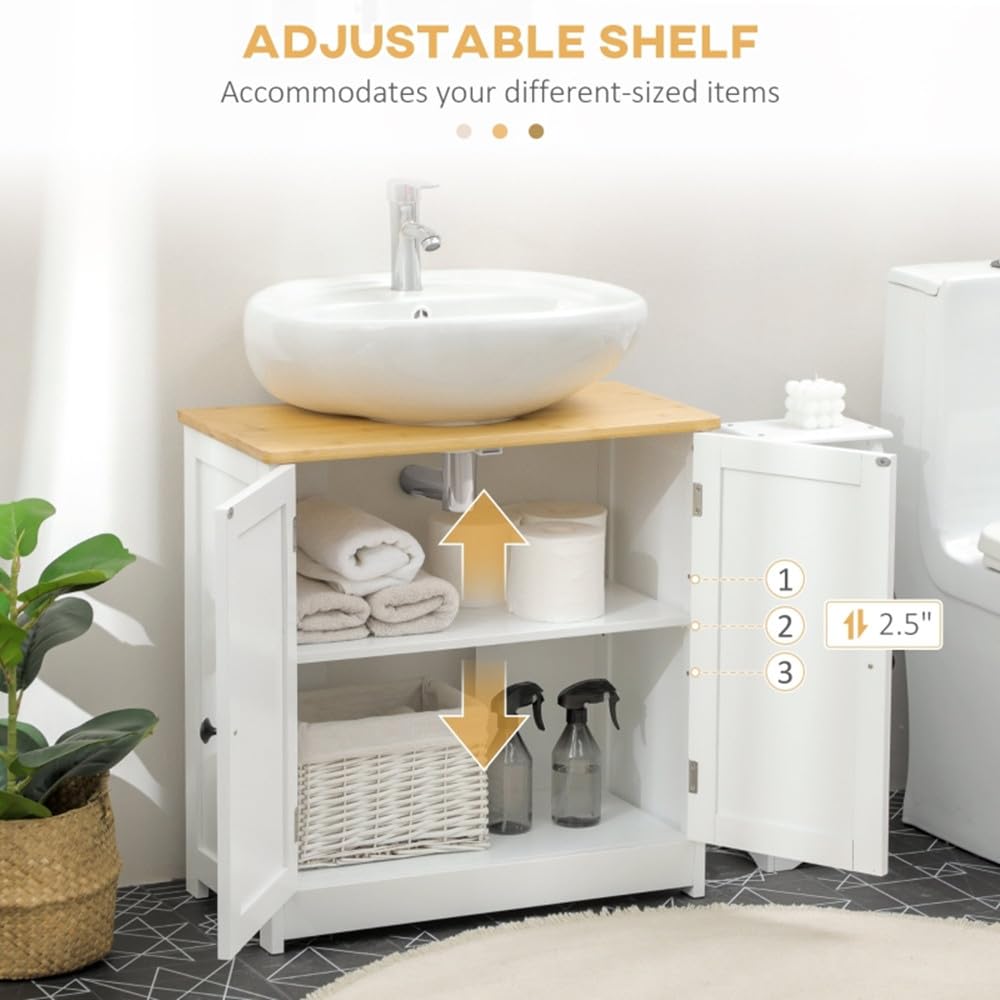 Pedestal Sink Storage Cabinet with 2 Doors and Shelf Bathroom Sink Cabinet Under Sink Cabinet Bathroom Vanity Cabinet Space Saver Organizer for Home