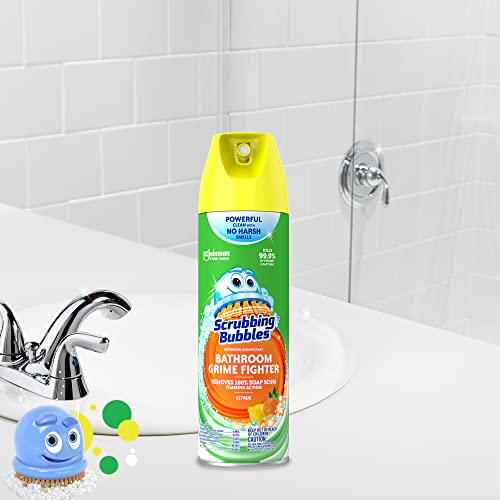 Scrubbing Bubbles Bathroom and Shower Cleaner Aerosol, Foaming Action Bathroom Grime Fighter, Citrus Scent, 20oz (Pack of 1)
